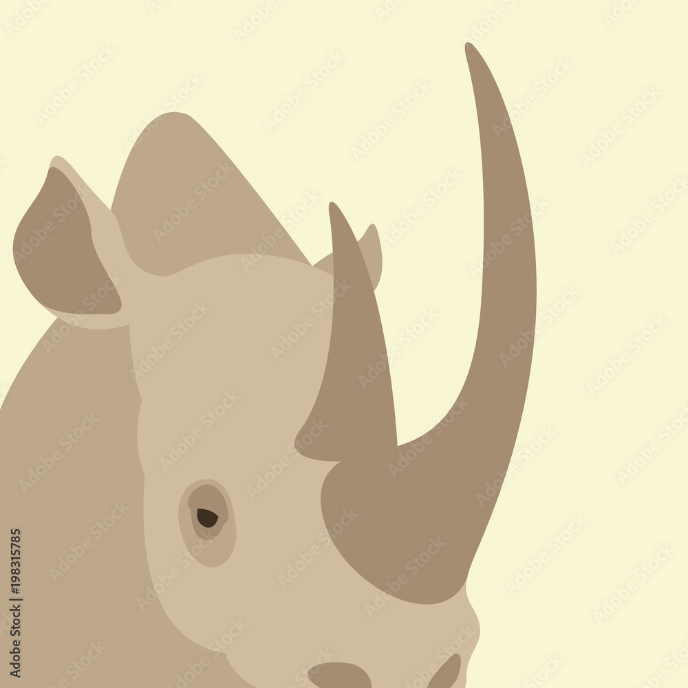 rhino head face vector illustration flat style Stock Vector | Adobe Stock