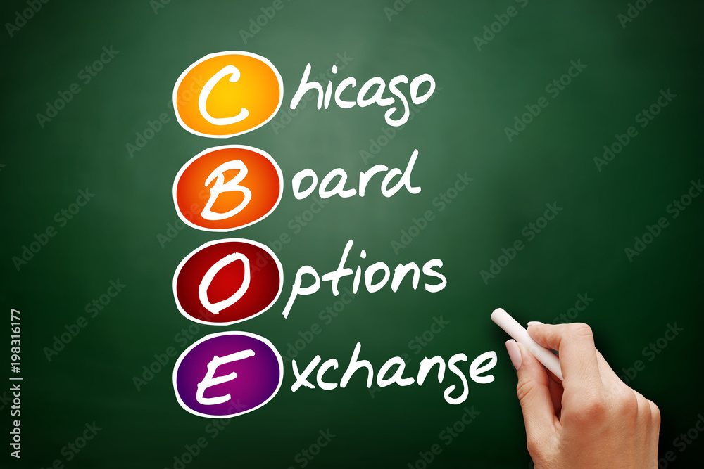 CBOE – Chicago Board Options Exchange acronym, business concept on ...
