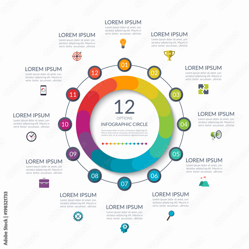 Infographic circle. 12 options, steps, parts. Business concept for ...