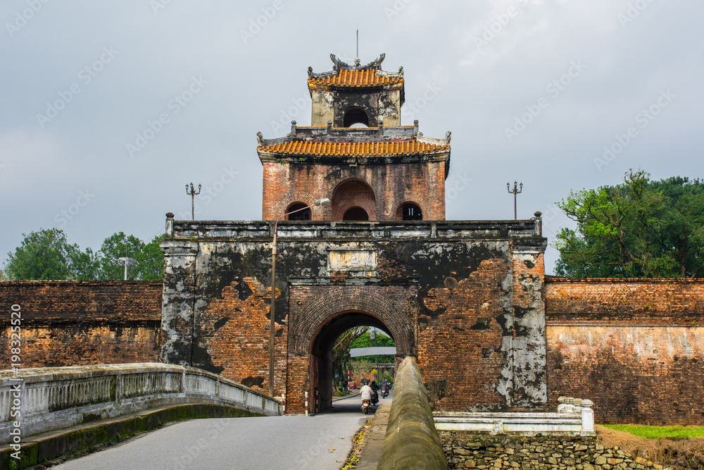Ngan Gate, one of the entrances to the Imperial City in Hue, Vietnam ...