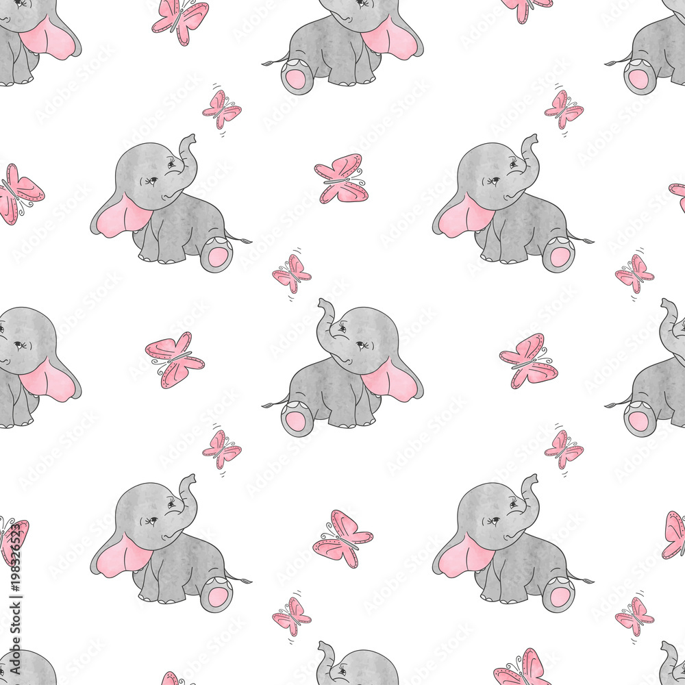 Cute Elephant Pattern Background
