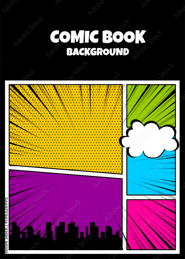 Blank humor graphic. Pop art comics book magazine cover template ...
