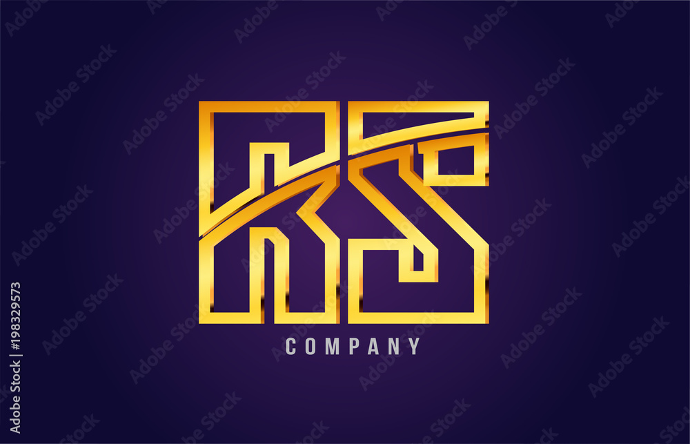gold golden alphabet letter rs r s logo combination icon design Stock ...