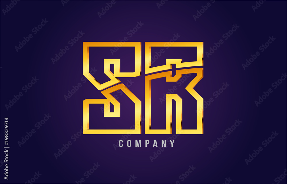 gold golden alphabet letter sr s r logo combination icon design Stock ...