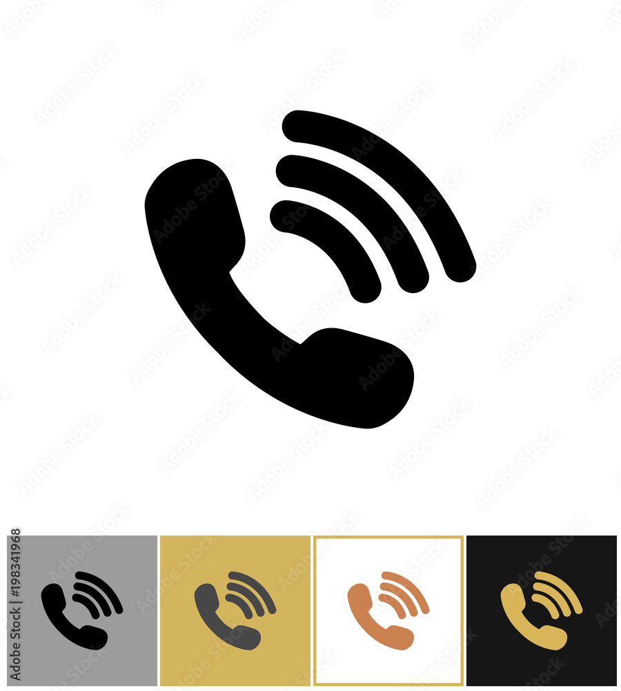 Phone icon, telephon talking symbol on gold and white Stock Vector ...