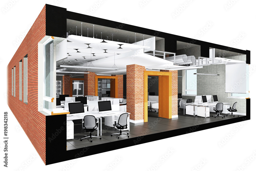 Cross section of the office space Stock Illustration | Adobe Stock