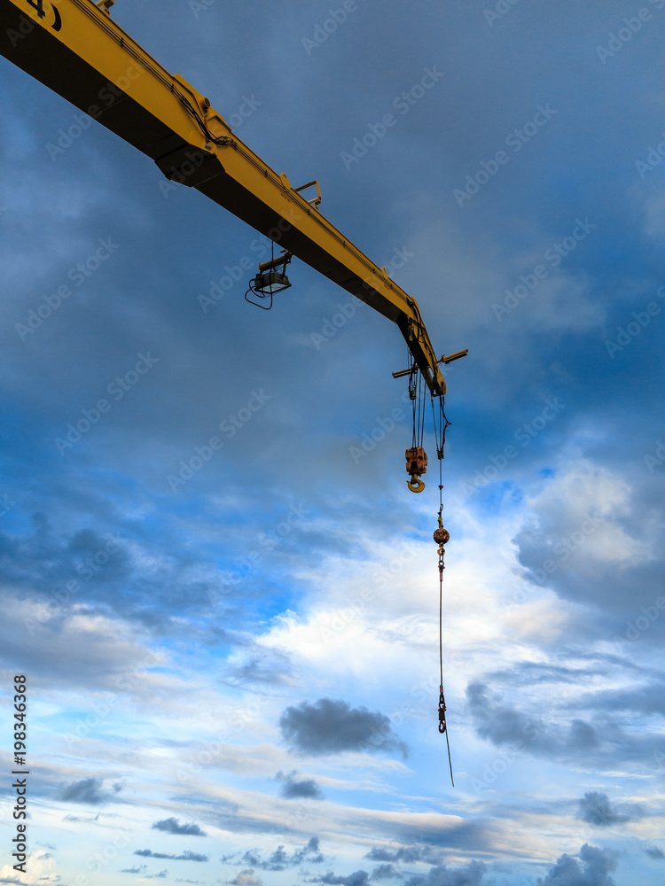 Offshore pedestal crane or lifting machine perform boom up with main ...