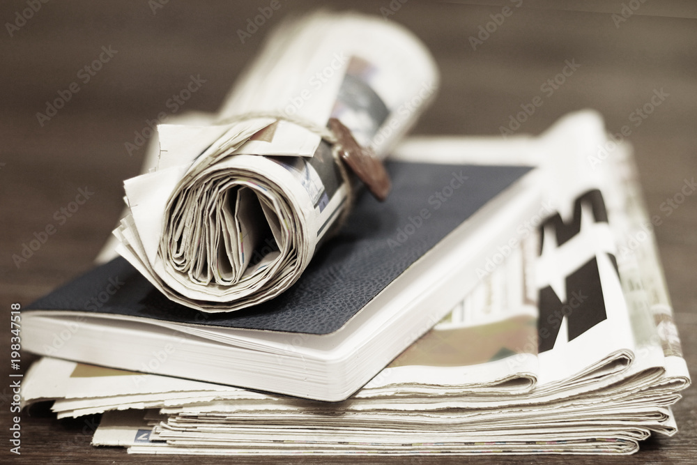 Pile Of Rolled Newspapers