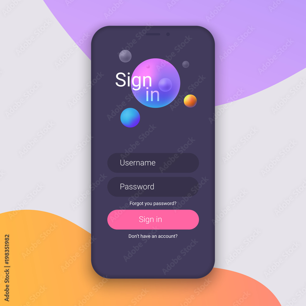 Sign In Screen. Clean Mobile UI Design Concept. Login Application with ...