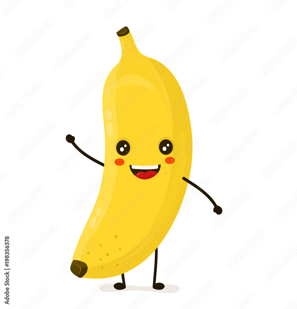 Funny happy cute happy smiling banana Stock Vector | Adobe Stock