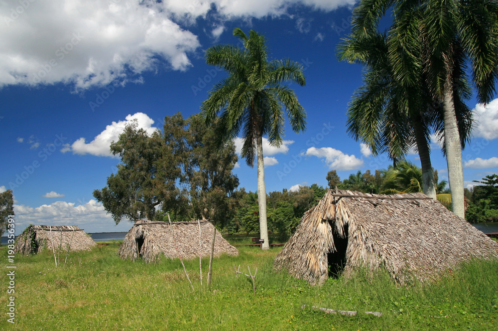 Reconstruction of a Taino village, Zapata Peninsula, Cuba Stock Photo ...