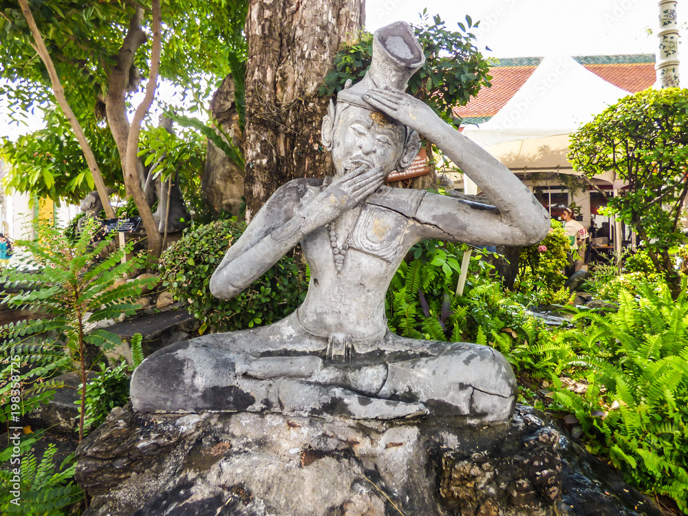 Bangkok, Thailand - Circa January 2018: Stone statue depicting a Reusi ...