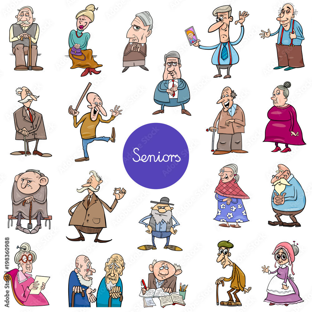 cartoon senior people characters big set Stock Vector | Adobe Stock