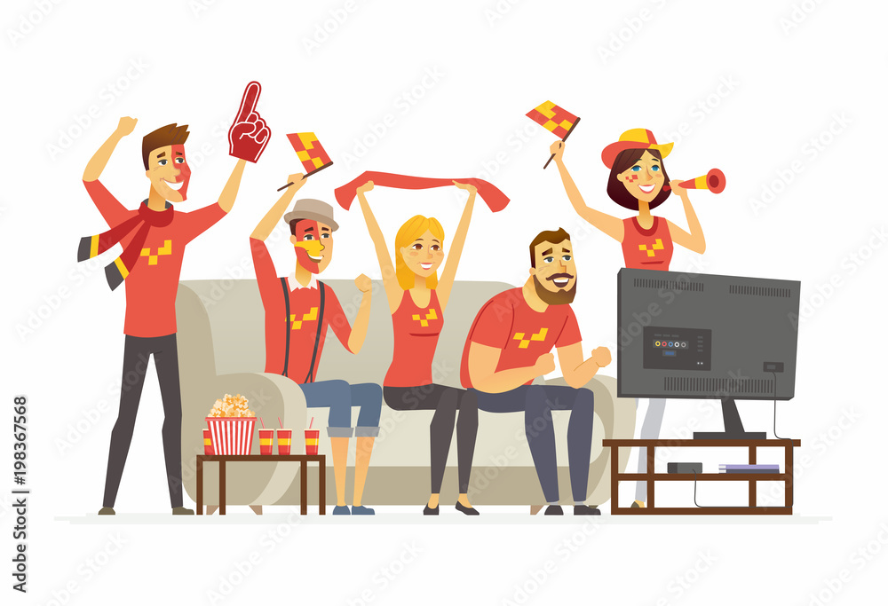 Sport fans - cartoon people character isolated illustration Stock ...