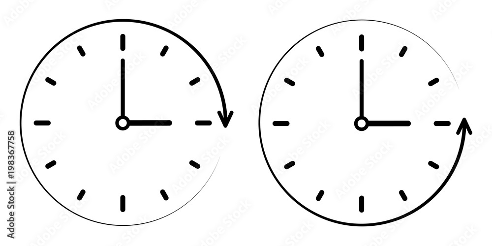 Sign icon the passage time counterclockwise, Vector clock, minute and ...