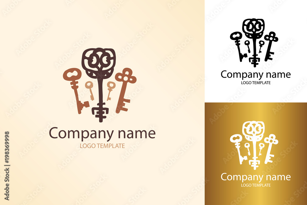 Key logo template. Three variants of the logo. It can be used as - logo ...