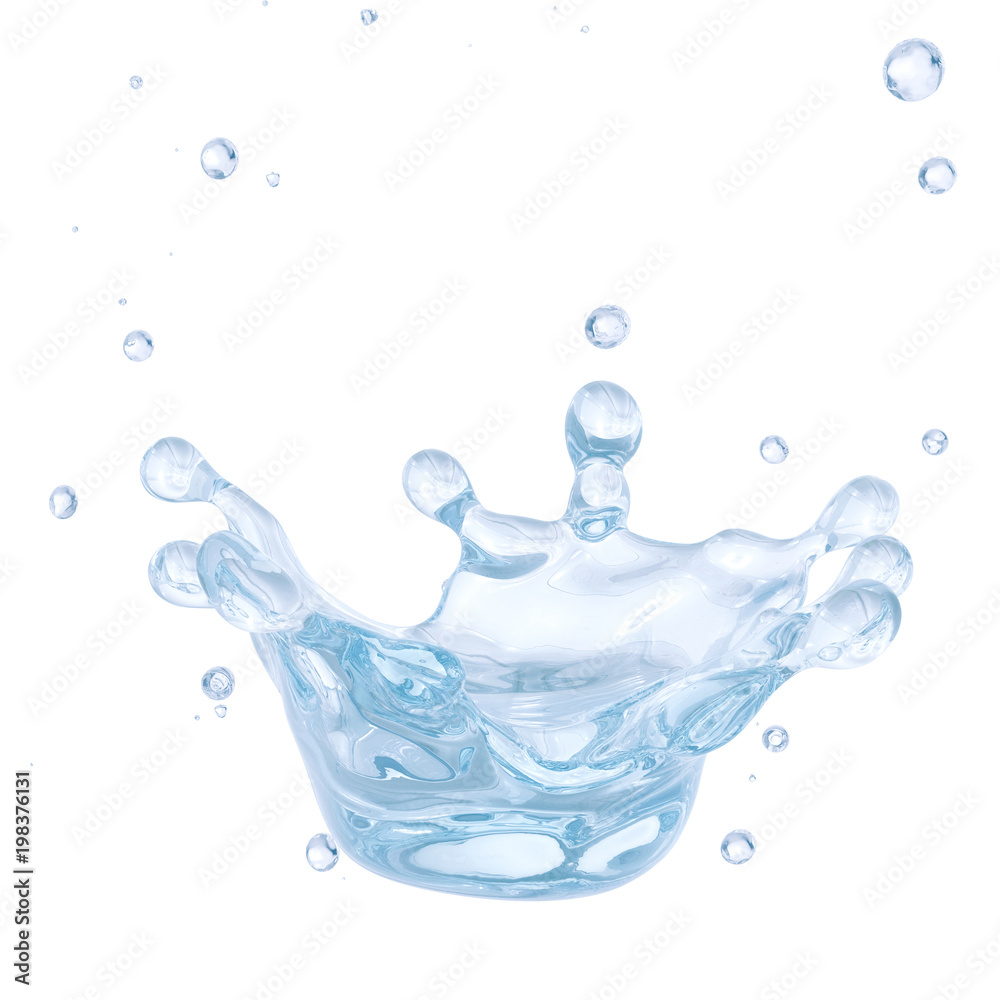 Water splash with water droplets isolated. Clipping path included. 3D ...