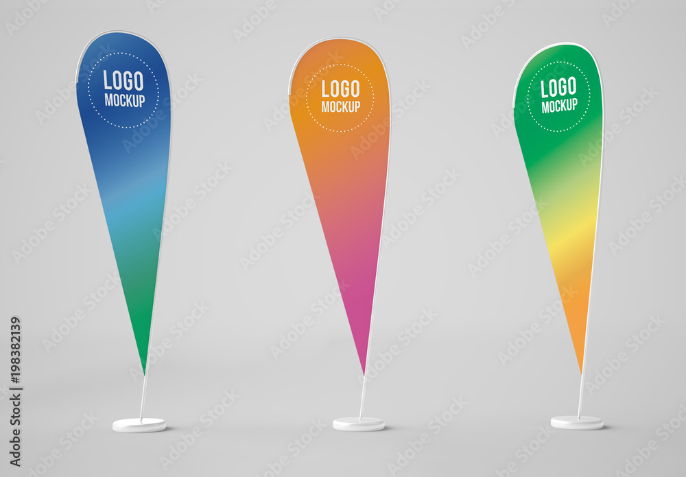 3 Advertising Banner Flags Mockup Stock Template | Adobe Stock