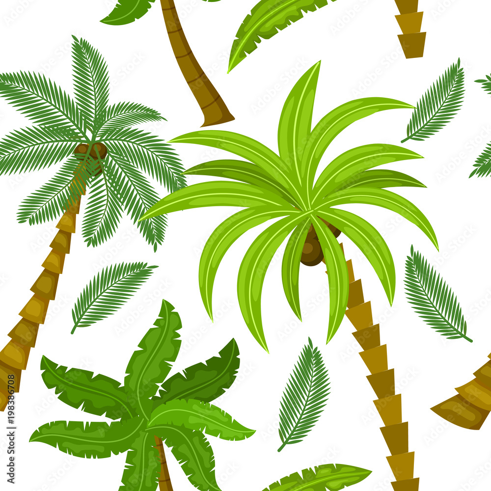 Palm tree seamless pattern for package design or wallpaper. Vector ... Palm tree seamless pattern for package design or wallpaper. Vector ...