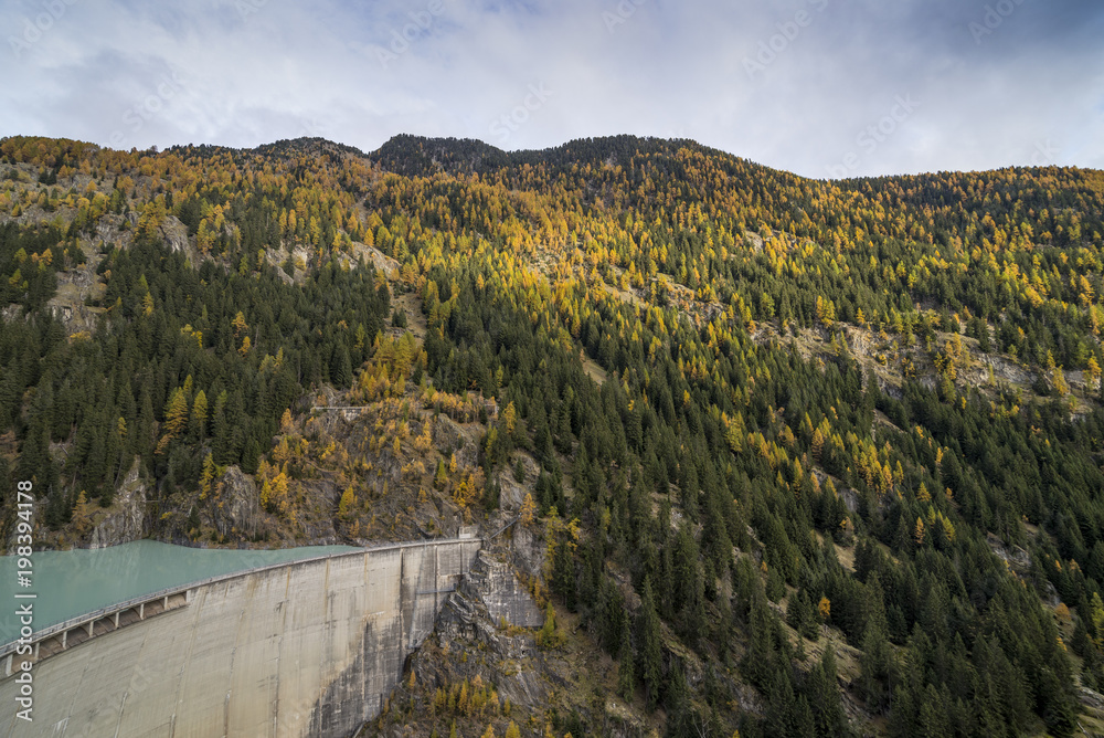 Landscape at Stausee Gibidum and Gebidem dam to power the Bitsch ...