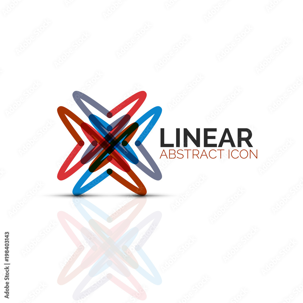 Abstract flower or star minimalistic linear icon, thin line geometric ...