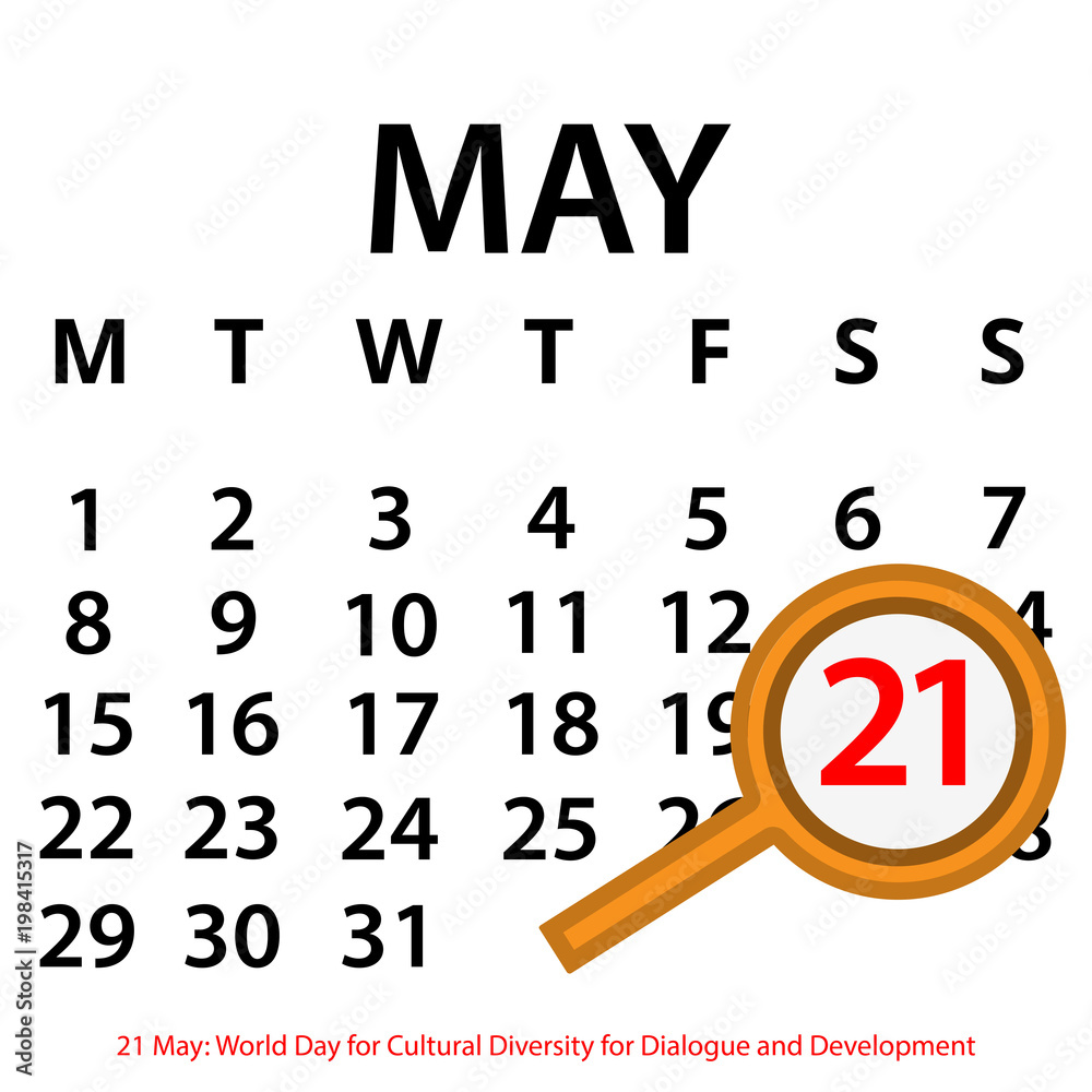 Simple vector calendar. May 21th. Commemorate the World Day for ...