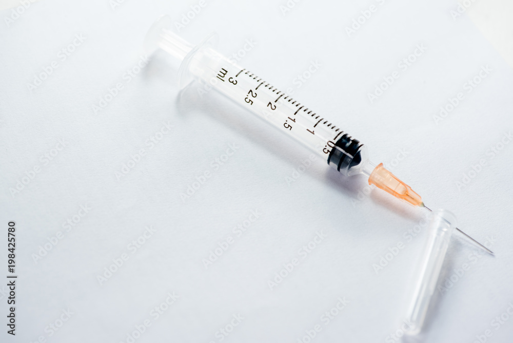 hypodermic needle(injection needle) on white background Stock Photo ...