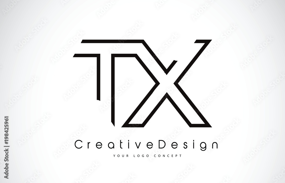 TX T X Letter Logo Design in Black Colors. Stock Vector | Adobe Stock