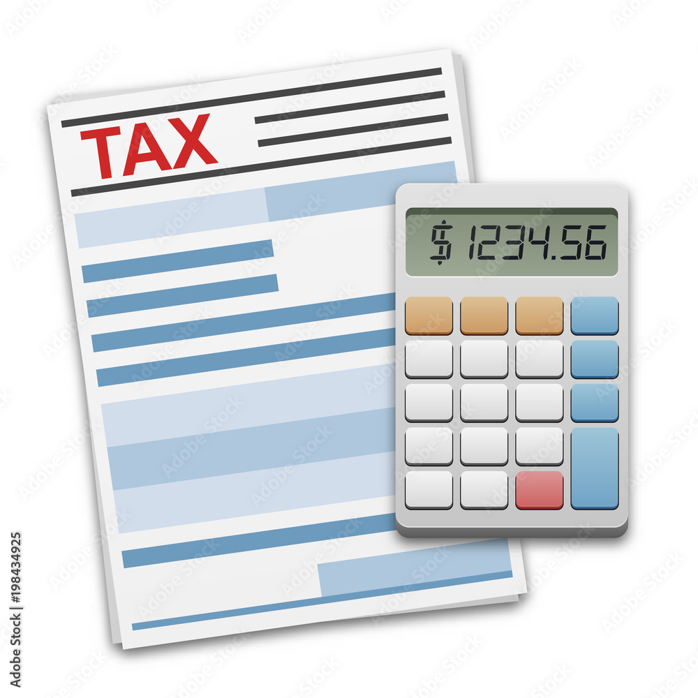 Tax calculation, payment or return concept. Financial documents and ...