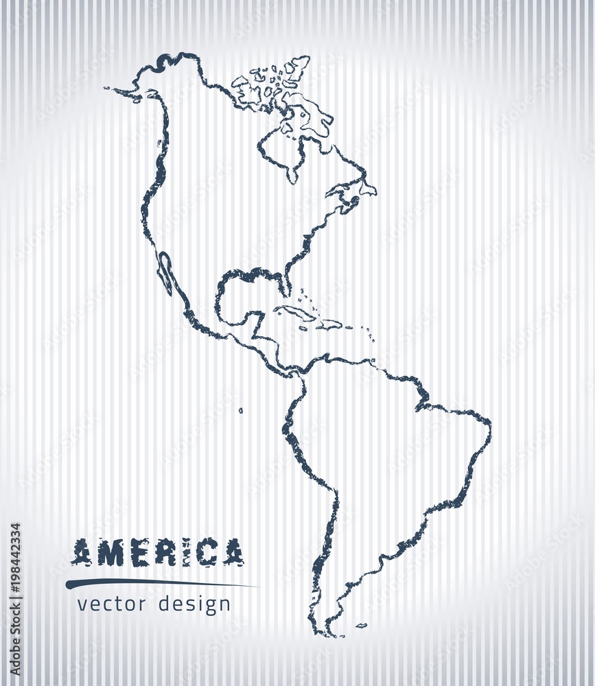 america national vector drawing map on white background Stock Vector ...