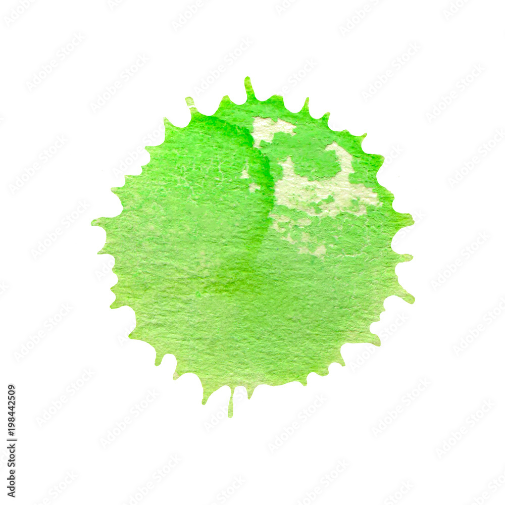 Watercolor green paint splash. Abstract isolated green watercolor stain ...