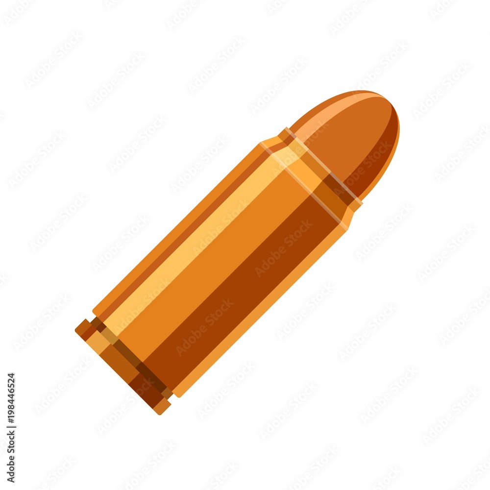 Bullet icon in flat style isolated on white background. Cartridge ...