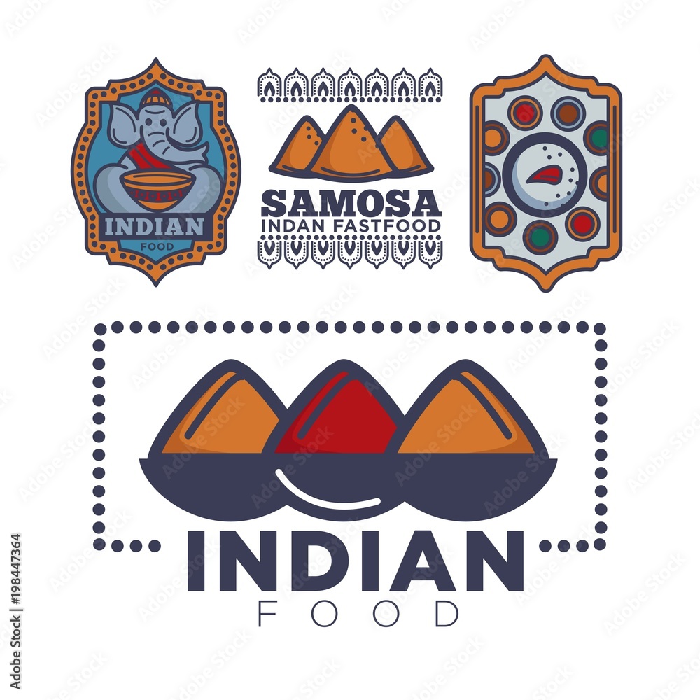 Indian food cafe or restaurant and product icon template of elephant ...