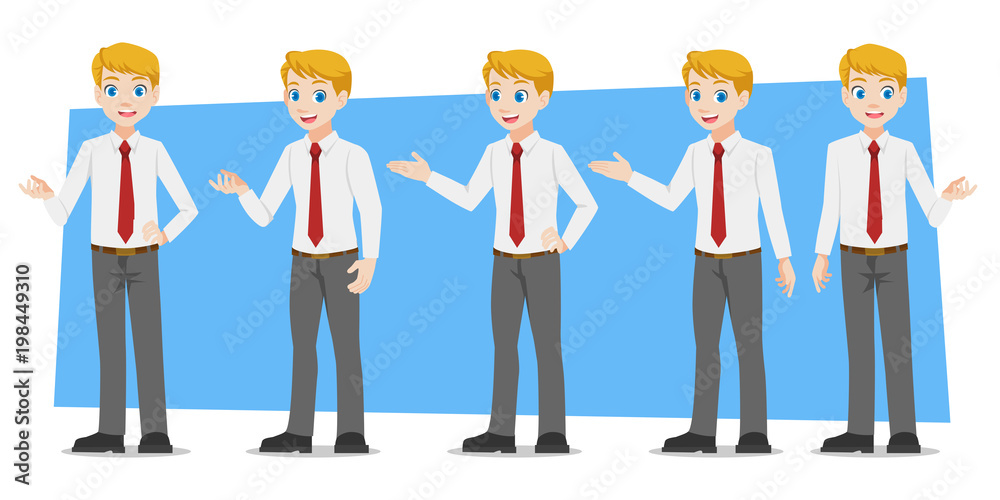 Businessman, Set of business characters young adult handsome smart guys ...