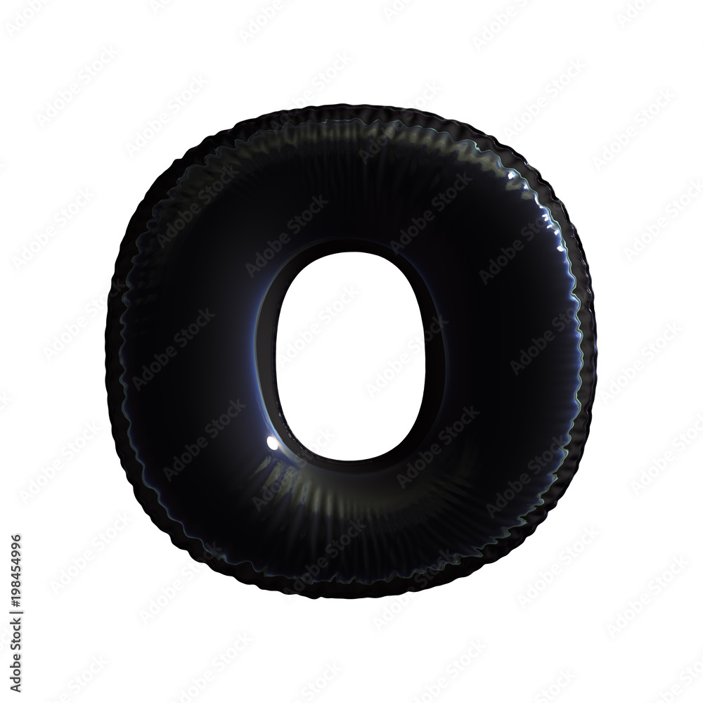 Black letter O made of inflatable balloon isolated on white background ...