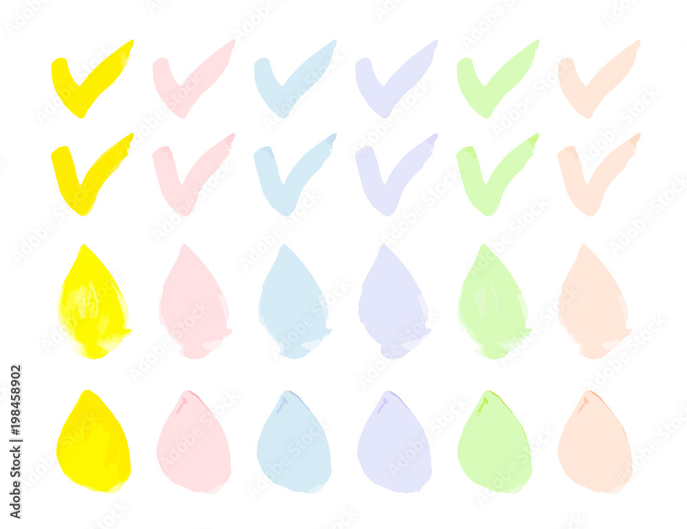 Vector colorful paint smear stroke stain set. Abstract textured art ...