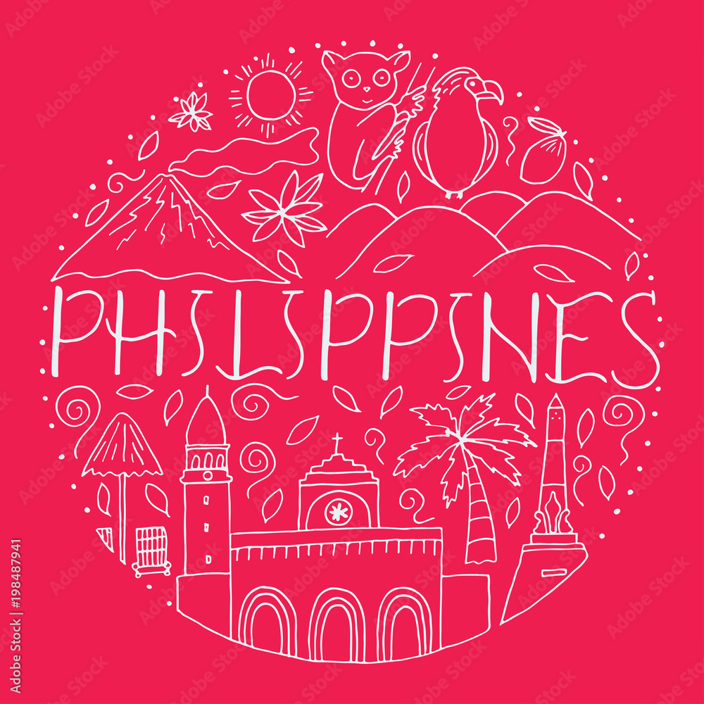 National symbols of Philippines in circle shape. Stock Vector | Adobe Stock