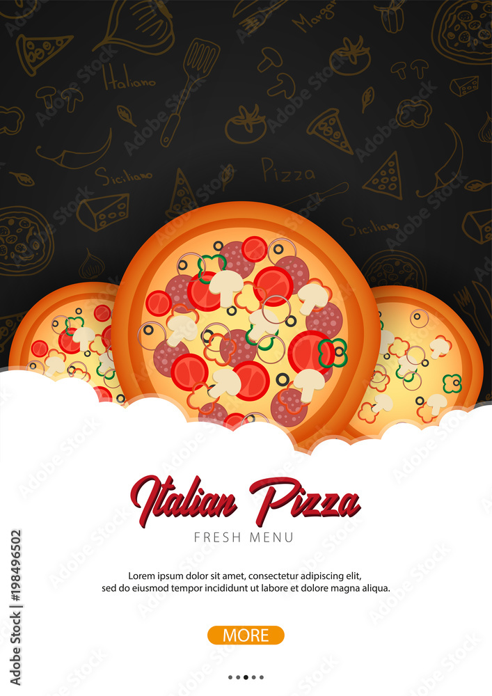 Pizza food menu for restaurant and cafe. Design template with hand ...