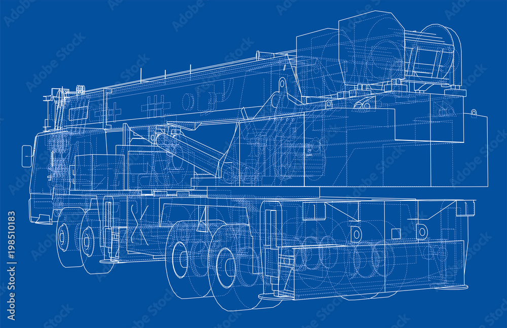 Mobile crane blueprint Stock Illustration | Adobe Stock