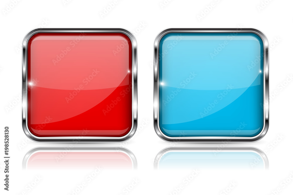 3d Blue Square Button