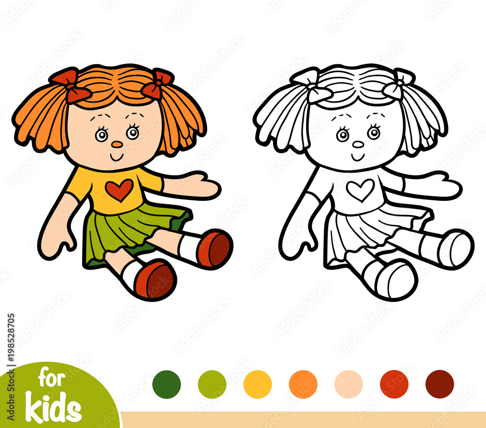 Coloring book for children, Doll Stock Vector | Adobe Stock