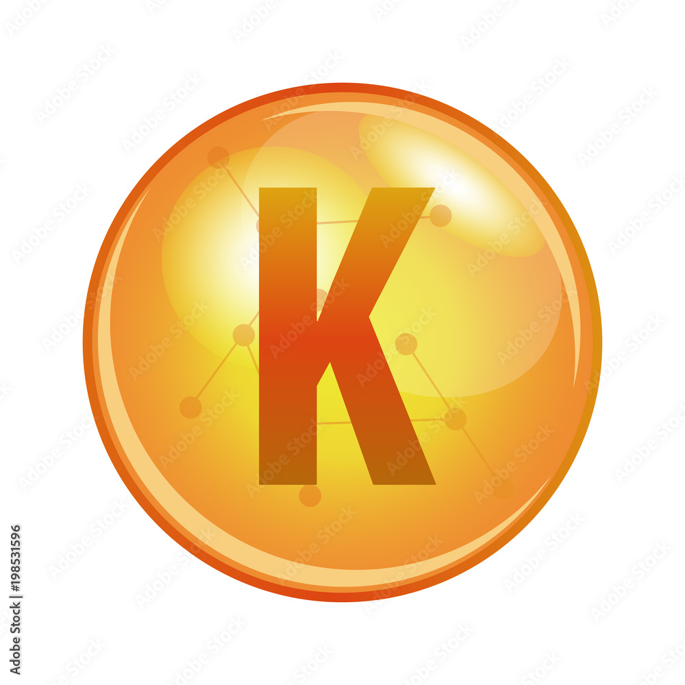 Vitamin K capsule. Vector icon for health. Gold shining pill. Stock ...