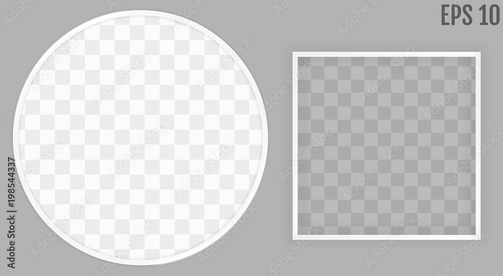 3D picture square and round frame design. Realistic Square Round frame ...