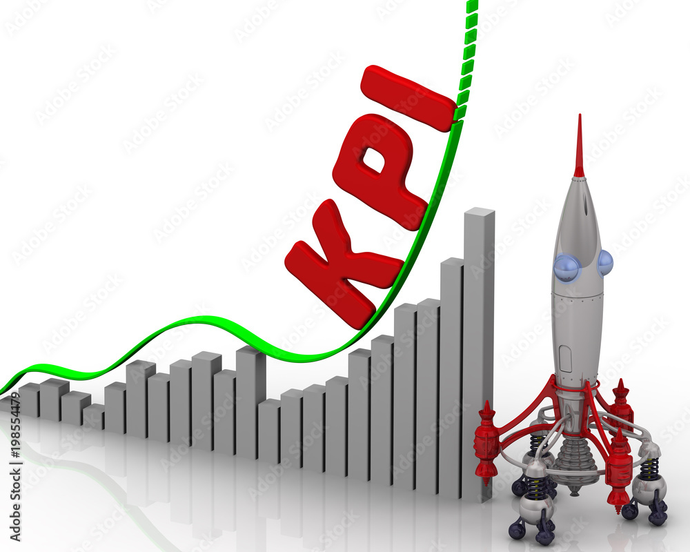 The graph of KPI growth. Graph of rapid growth with word KPI (Key ...