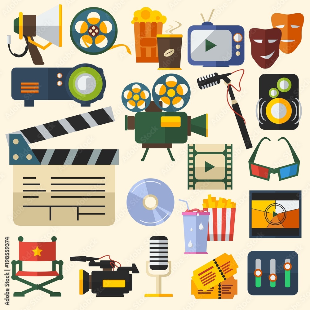 Editable Cinema Vector Illustration Icons Collection Set for Movie or ...