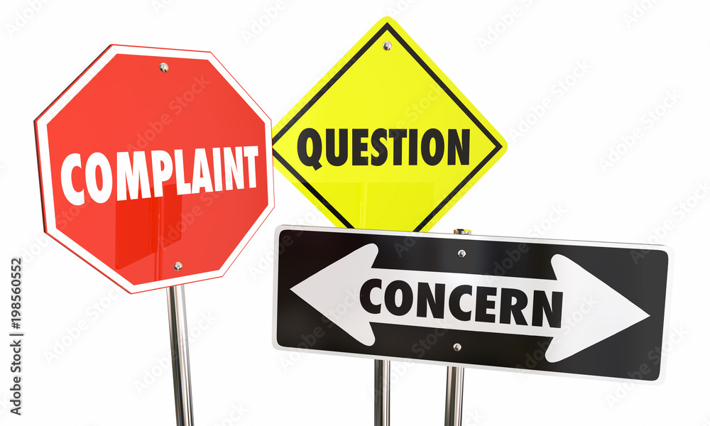 Foto de Complaint Question Concern Road Signs Feedback 3d Illustration ...