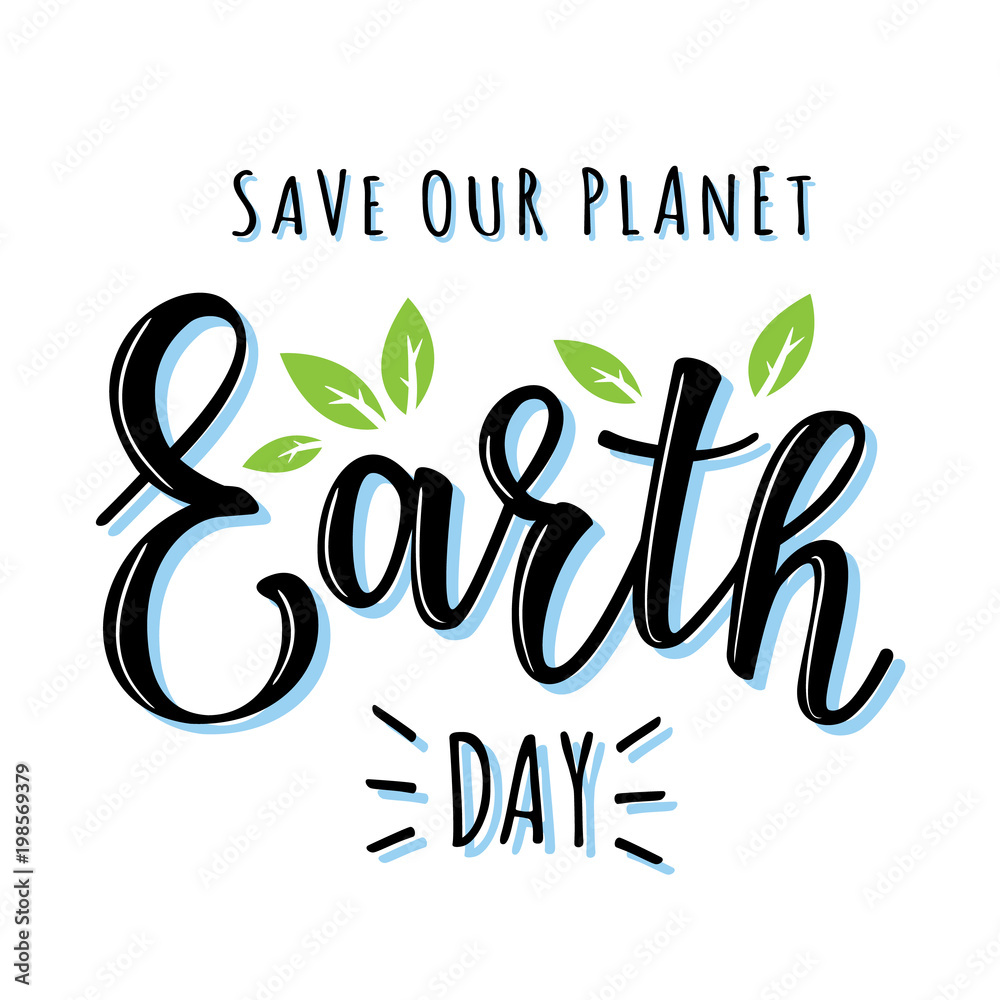 Vector illustration of 'Earth day' lettering Stock Vector | Adobe Stock