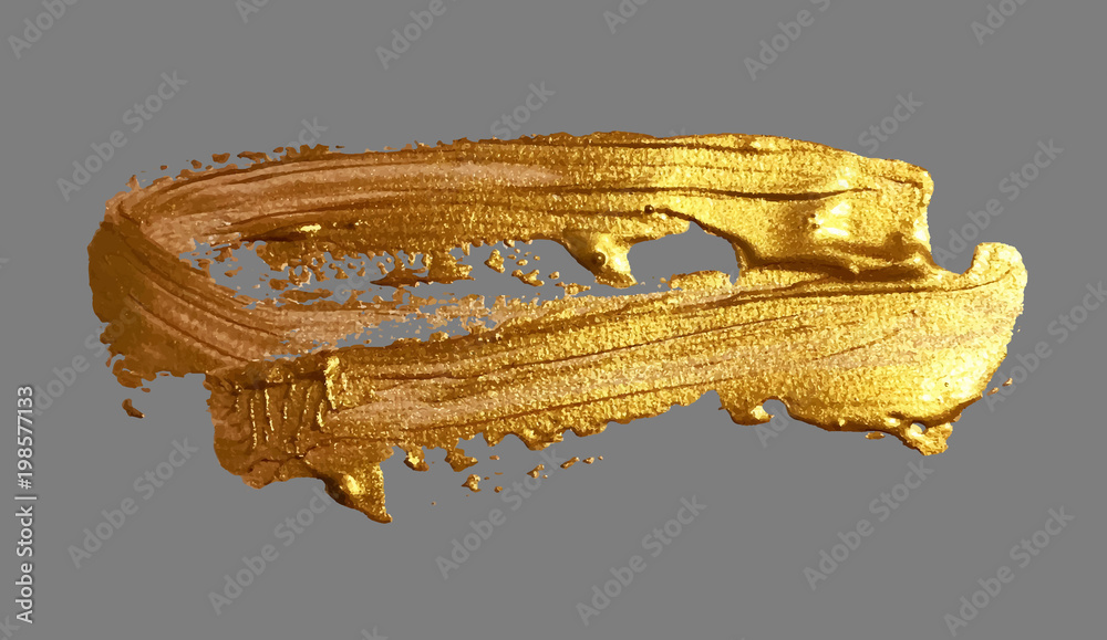 realistic hand drawing golden brush stroke paint spot Stock Vector ...