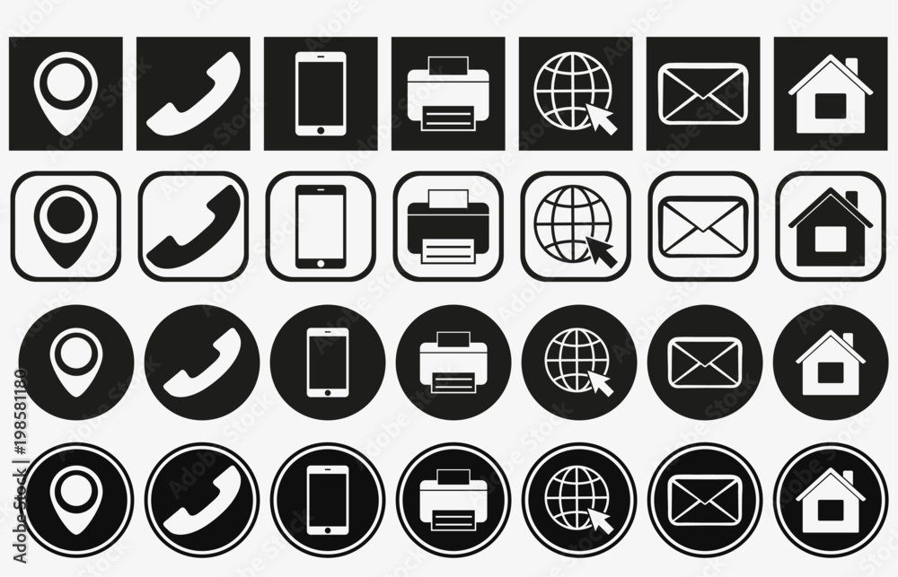 Vector business card contact information icons. business card contact ...