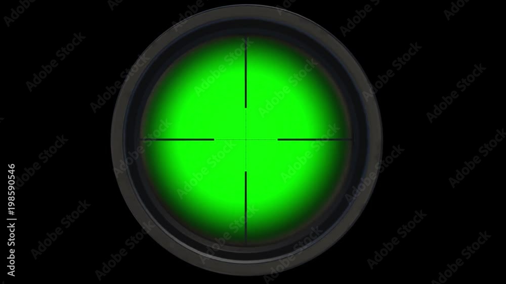 Vidéo Stock Sniper scope or optical sight on green screen. Sniper scope ...